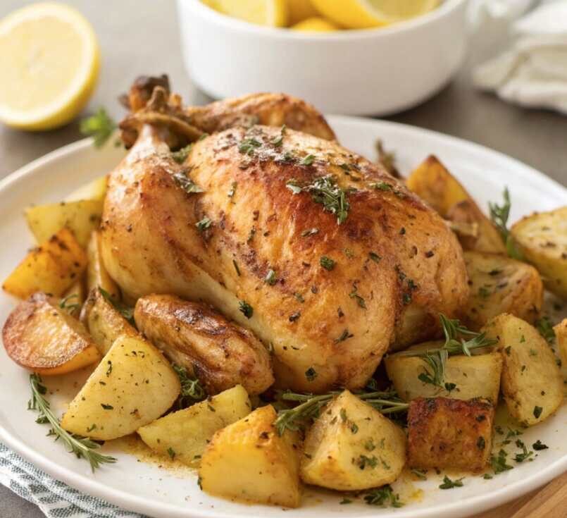 Lemonato Kotopoulo me Patates - Mygreekitchen