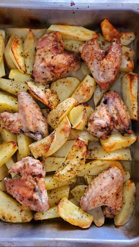 Roasted Chicken Wings & Potatoes - Mygreekitchen